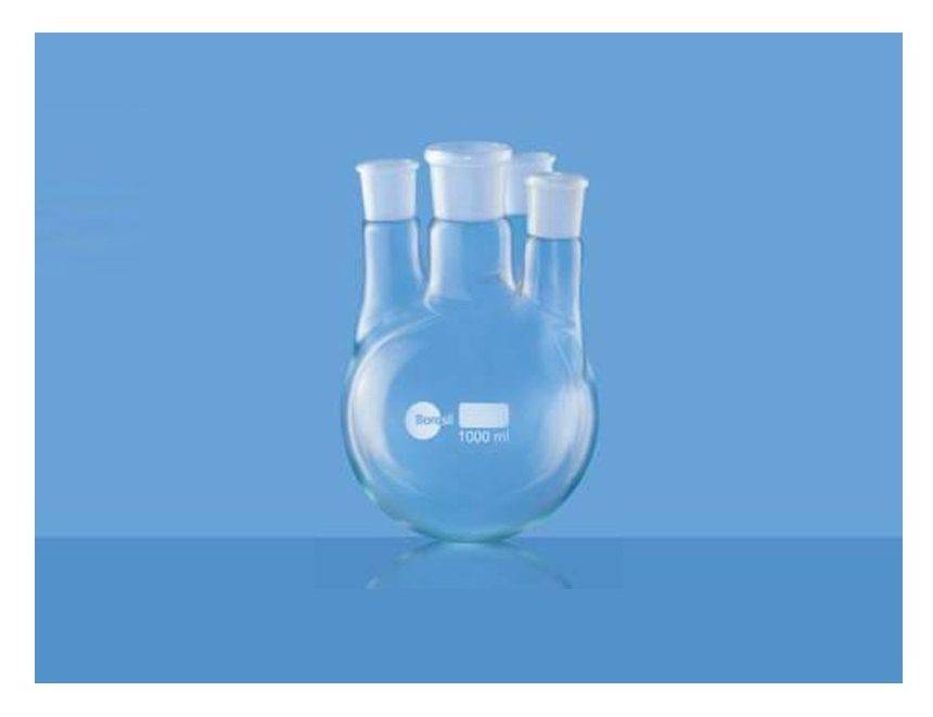 Borosil 4386 Round Bottom Four Neck Flask - Centre Neck and Three ...